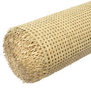 16" width rattan cane webbing roll 12 feet length hexagon weave pre-woven cane mesh net open weave wicker rattan sheet furniture, chair, cabinet, ceiling (12 feet)