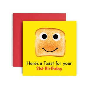 huxters 21st birthday card – funny birthday cards for women and men – here’s a toast happy birthday card – paper birthday card for him and her – carbon neutral toast birthday card and envelope (21st)