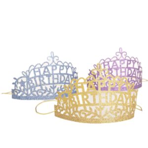 meri meri happy birthday party tiaras (pack of 8)