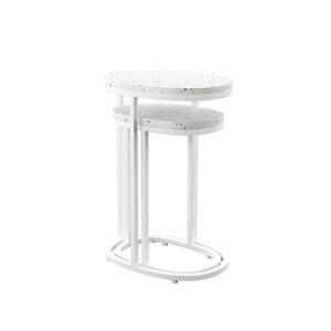 sei furniture vicanno terazzo outdoor accent tables, white