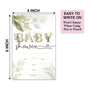 Nopoben Baby Shower Invitations and Envelopes, Greenery Baby Shower Invitations, Watercolor Greenery Baby Shower Gender Reveal Party Supplies 25 Cards With Envelopes -(013bbyaoqing)