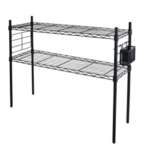 organize it all steel etagere | 2 adjustable shelves | great for extra storage over desk | can hold textbooks | supplies | décor | ideal for office or dorm | durable | black