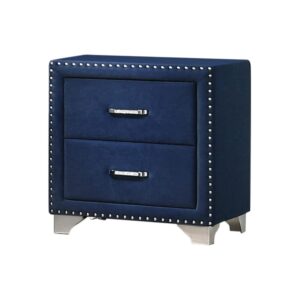 simple relax 2 drawers velvet nightstand, pacific blue, chrome