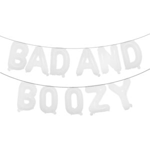 16 inch bad and boozy balloons multicolor bach and boozy party banner bachelorette engagement hen party decor bridal shower wedding themed party supplies decorations (bad and boozy white)