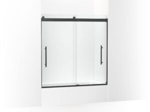 kohler 702419-l-bl levity™ plus 5/16 bath door 62x59-5/8 with vertical ladder handle in matte black