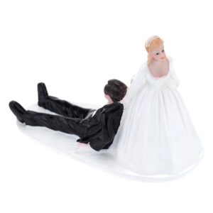 ailgely bride dragging groom cake topper,funny wedding cake toppers bride and groom,figurine wedding cake topper romantic wedding party decoration adorable gift