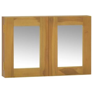 vidaxl mirror cabinet with solid teak wood frame - hallway mirror with additional storage space - wall mounted unit - dimensions: 23.6" x 3.9" x 15.7"