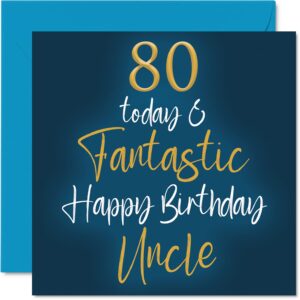 stuff4 fantastic 80th birthday cards for uncle - 80 today & fantastic - happy birthday card for uncle from niece nephew, uncle birthday gifts, 5.7 x 5.7 inch birthday greeting cards gift for uncle