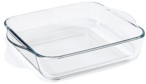 red co. 2 qt large 8.5” x 8.5” square clear glass casserole baking dish with handles