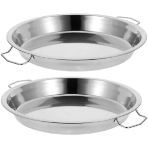 luxshiny 2pcs stainless steel roasting pan, pizza cake baking tray round roaster pan stainless steel drip pan for turkey baking,roast chicken