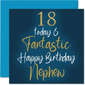 stuff4 fantastic 18th birthday cards for nephew - 18 today & fantastic - happy birthday card for nephew from aunt uncle, nephew birthday gifts, 5.7 x 5.7 inch birthday greeting cards gift for nephew