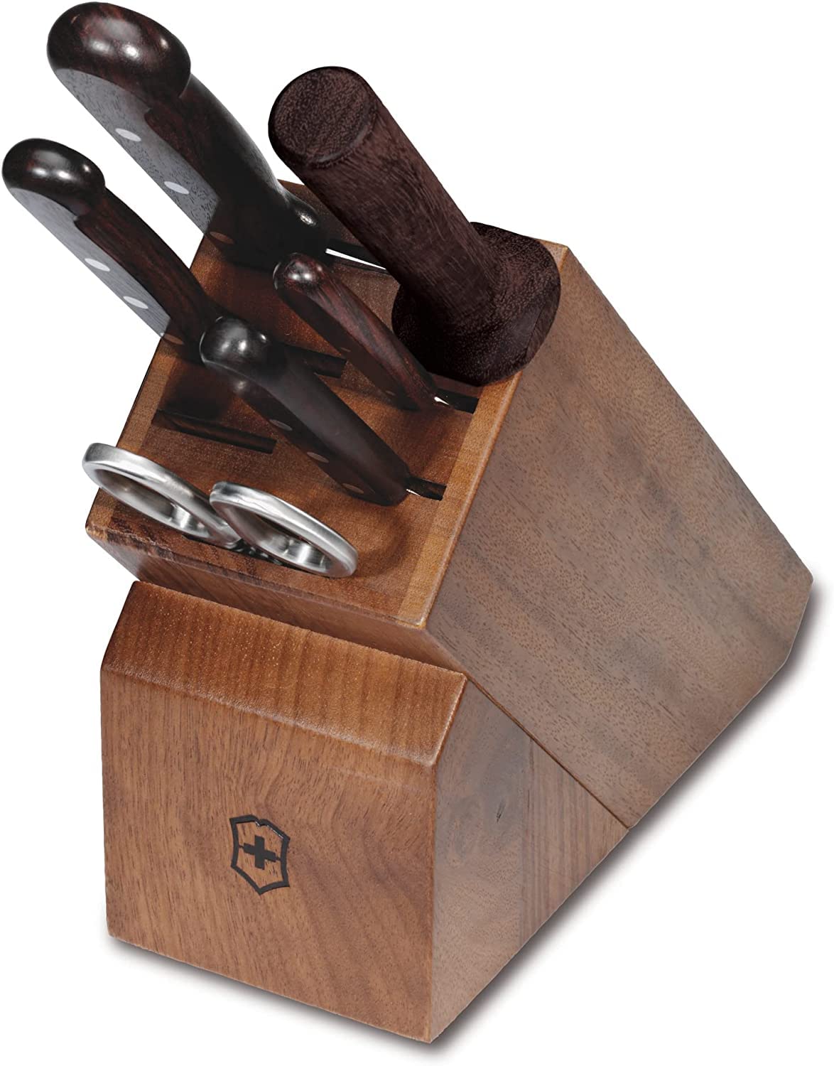 Victorinox Pro Knife Block Set - Includes Paring Knife, Utility Knife, Bread Knife & More - Knife Block with Knives for Home Essentials - Rosewood Handles, 7-Piece Set