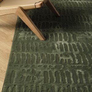 revival rugs shell 5'3"x7'10" washable area rug for living room bedroom - 100% recycled oeko-tex certified, medium pile, green