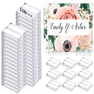 150 pieces acrylic place card holder clear acrylic stands sign holders table numbers holders with card slot for table weddings events office meeting