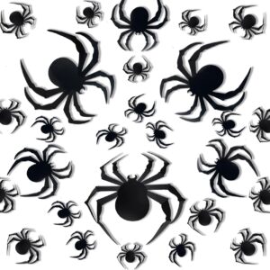 60pcs halloween spider wall decor, halloween big 3d spider stickers for halloween home decorations, realistic black spider decal for halloween eve party decor indoor room window