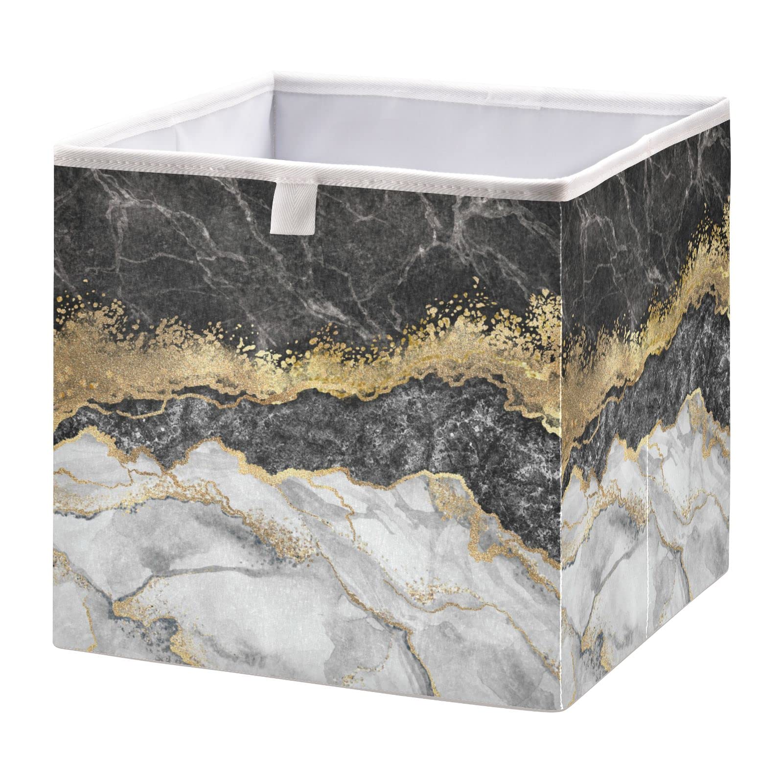 Gold Black Marble Closet Organizers Storage Cubes Storage Bins Shelf Baskets Containers for Home Kids Room Toys Office,Rectangle