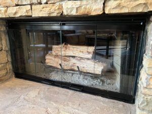 fireplace glass door set for heatilator fireplace model# e36, e-36i, ec36, ec-36i, el36, bc36r, bc36c (black finish)