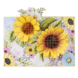 truance pop up greeting card sunflowers- 3d cards for birthday, anniversary, mothers day, thank you cards, card for mom, congratulation card, love card, all occasion