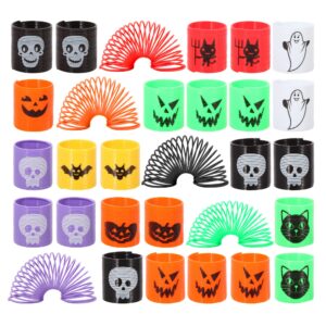 mchochy 36pcs halloween coil springs for kids - assorted halloween theme pattern and colors, halloween toys party favors halloween treat bags gifts