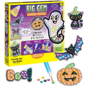 creativity for kids big gem diamond painting kit - halloween stickers and suncatchers - halloween diy crafts for kids, halloween activities and gifts for kids ages 6-8+