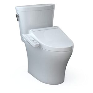 aquia iv arc 2-piece 0.9/1.28 gpf dual flush elongated comfort height toilet in. cotton white c2 washlet seat included