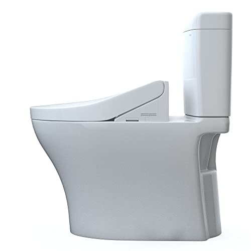 Aquia IV Cube 2-Piece 1.28 GPF Single Flush Elongated ADA Comfort Height Toilet in Cotton White C5 Washlet Seat Included