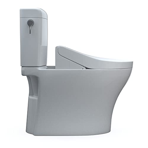 Aquia IV Cube 2-Piece 1.28 GPF Single Flush Elongated ADA Comfort Height Toilet in Cotton White C5 Washlet Seat Included