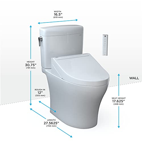 Aquia IV Cube 2-Piece 1.28 GPF Single Flush Elongated ADA Comfort Height Toilet in Cotton White C5 Washlet Seat Included