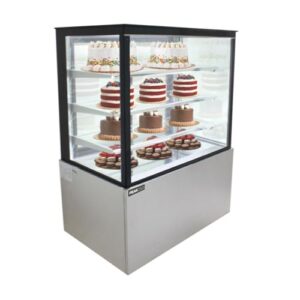 peakcold refrigerated glass bakery display case; floor standing cake showcase with 3 shelves; 36" w