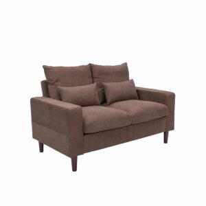 panana modern couch sofa 2-seater upholstered fabric sofa for small living room, dorm, small spaces (brown 2 seater sofa)