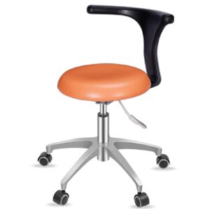 gunel adjustable height rolling dental stool with armrest backrest, dental hospital chair, 360 rotating lift dentist chair pu leather super soft cushion (color : orange, size : typea)