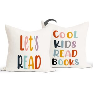 rusenbao classroom reading kids decorative pillows covers for bed 18x18, school girl style classroom decor, toddler reading nook nursery decor daycare for couch bedroom book corner playroom