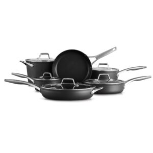 calphalon premier hard-anodized nonstick cookware, 11-piece pots and pans set, dishwasher and oven safe, with mineralshield nonstick technology, durable and versatile kitchen cookware