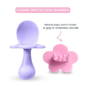 Grabease Baby Spoons Baby Led Weaning Supplies Toddler Forks Baby Feeding, BPA-Free & Phthalate-Free for Baby & Toddler, 2 Sets, Blush and Lavender