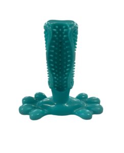 piggy poo and crew peanut butter chew toy or tooth paste dental stick for your pet (teal)