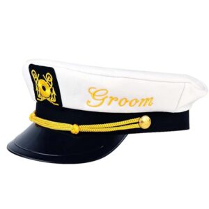 bachelor party captain's hat - groom to be nautical bachelor hat | funny accessory boats n' hoes bridal shower accessories men gifts decorations decor wedding ideas boating hats white boat cap favors