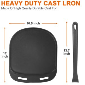 MixRBBQ Cast Iron Skillet Pan - Grizzler Pan with Silicone Mat and 2 Lifting Handle, Pizza Oven Pan for Ooni, Mimiuo Pizza Oven Accessories, BBQ Grilling, Camping Cookware