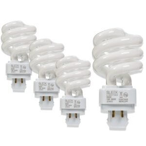 sleeklighting 13 watt t3 spiral cfl 4 pin g24q-1 base light bulb 3500k 800lm - compact fluorescent -neutral white light 4pack