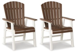 signature design by ashley genesis bay outdoor dining hdpe arm chair, 2 count, brown & white