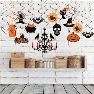 Halloween Indoor Decorations - 30pcs Halloween Ceiling Swirls Decorations - Hanging Witch Bats Spider Chandelier for Office Classroom Halloween Party Decorations Supplies