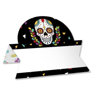 big dot of happiness day of the dead - halloween sugar skull party tent buffet card - table setting name place cards - set of 24