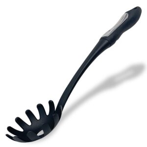 hamilton beach pasta server 14in soft touch handle - durable food grade plastic pasta server, spaghetti spoon server, ergonomic and soft touch handle, heat resistant design, rustproof – black