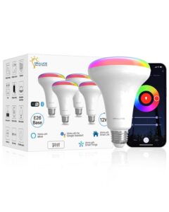 oraluce smart br30 bulb, led flood light bulbs, works with alexa google assistant, 12w 100w equivalent, 1280 lumens, rgbcw 2700-6500k color changing recessed light bulbs for cans, e26 base, 4 pack