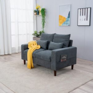 panana modern couch sofa, 2-seater upholstered fabric sofa for small living room, dorm, small spaces (grey 2 seater sofa)