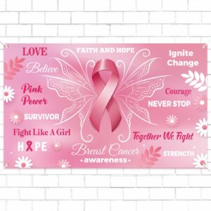 breast cancer awareness backdrop decorations - pink ribbon banner charity activities party supplies ornaments