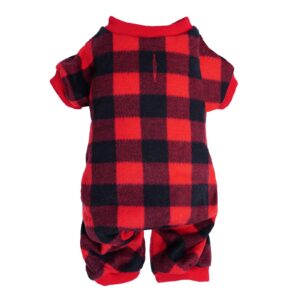 topbuti pet christmas pajamas red black buffalo plaid jumpsuit dog cat soft winter clothes puppy doggie checkered sweater apparel (small)