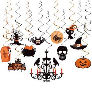 halloween indoor decorations - 30pcs halloween ceiling swirls decorations - hanging witch bats spider chandelier for office classroom halloween party decorations supplies