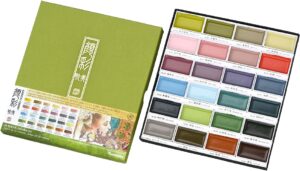 kuretake gansai tambi watercolor paint set 24 colors set ii - art nouveau, professional-quality, for artists, beginners, kids, non-toxic, made in japan