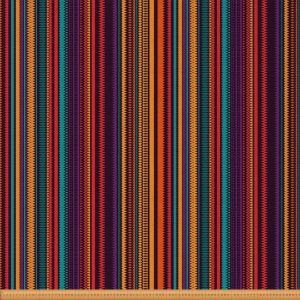 feelyou vintage stripes fabric by the yard, colorful abstract exotic vertical lines style upholstery fabric for chairs and home diy projects, bright rainbow decorative waterproof fabric, 1 yard