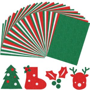 30 pieces christmas felt fabric sheets soft thick square felt craft sheets or diy crafts patchwork sewing art christmas decoration red green white 8 x 10 inch